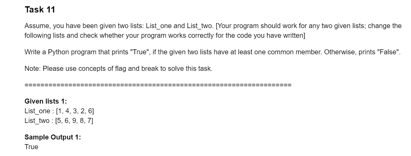Solved Task 11 Assume, you have been given two lists: | Chegg.com