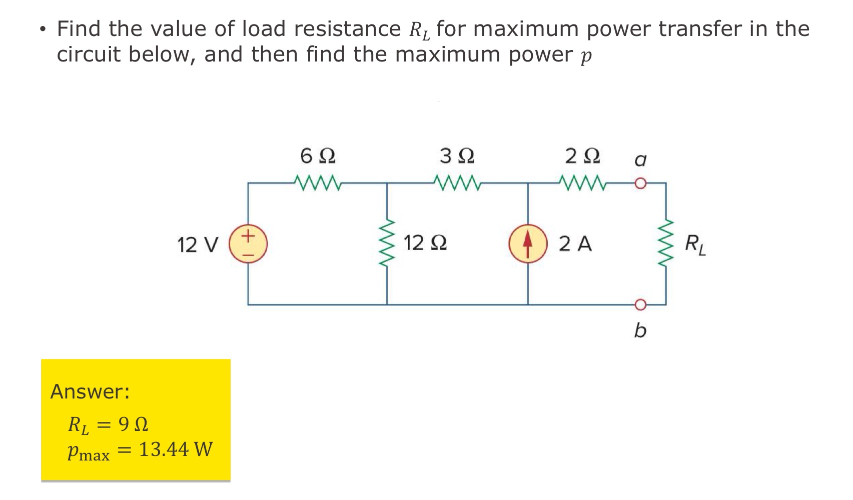Solved Find the value of load resistance RL ﻿for maximum | Chegg.com