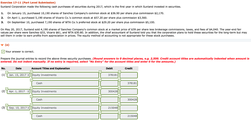 Solved Exercise 17-11 (Part Level Submission) unland | Chegg.com