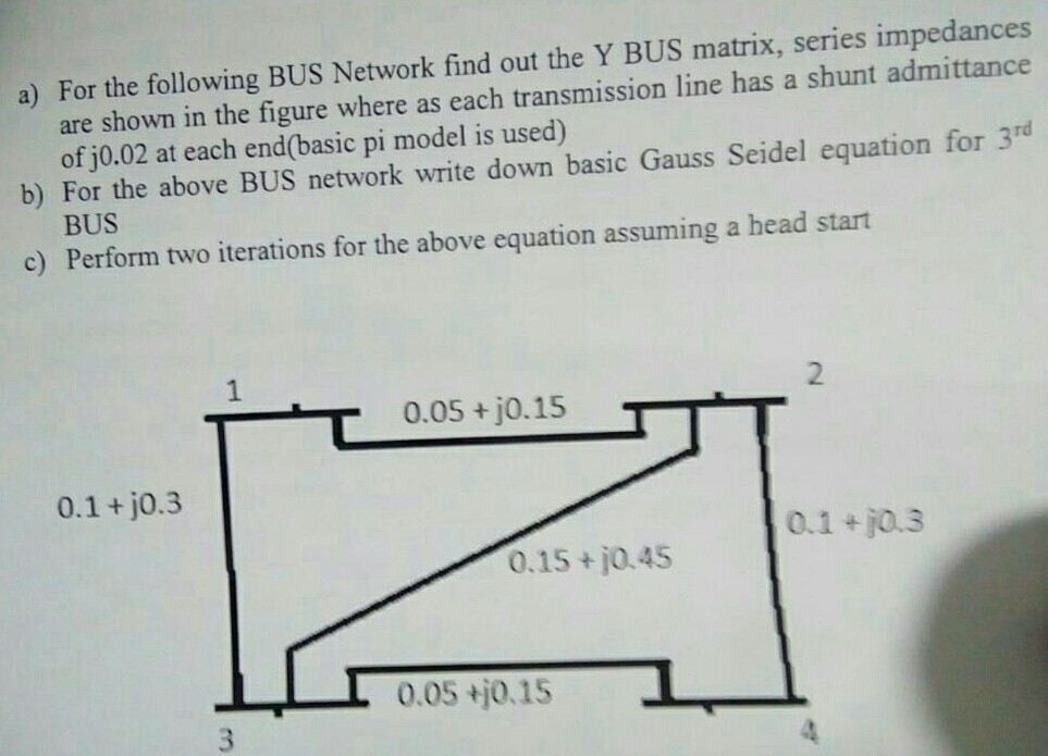 a) For the following BUS Network find out the Y BUS | Chegg.com