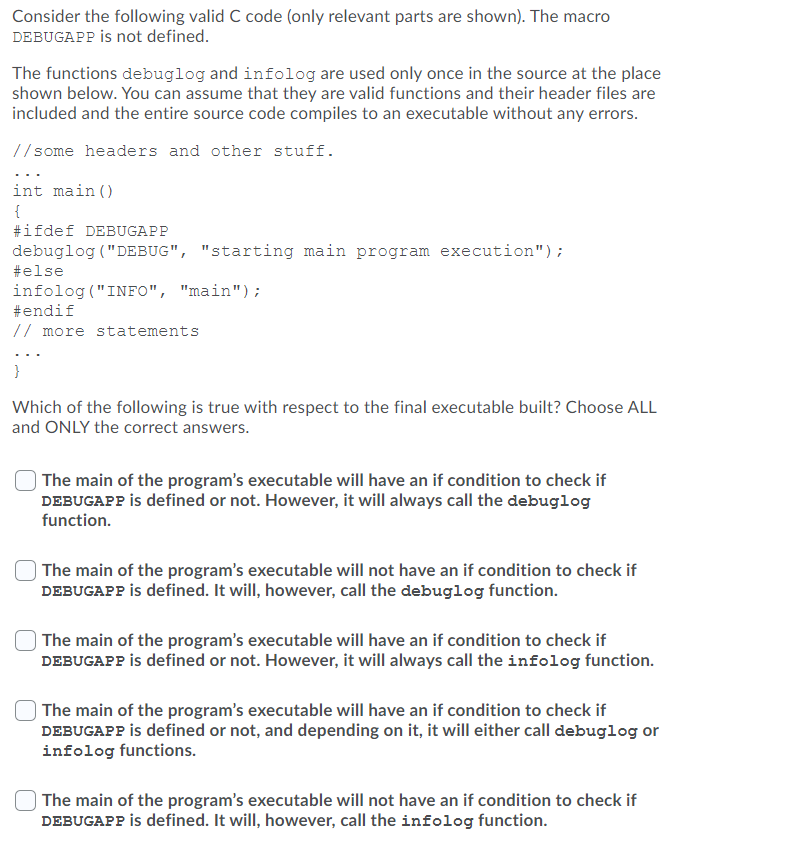 Solved Consider the following valid C code (only relevant | Chegg.com
