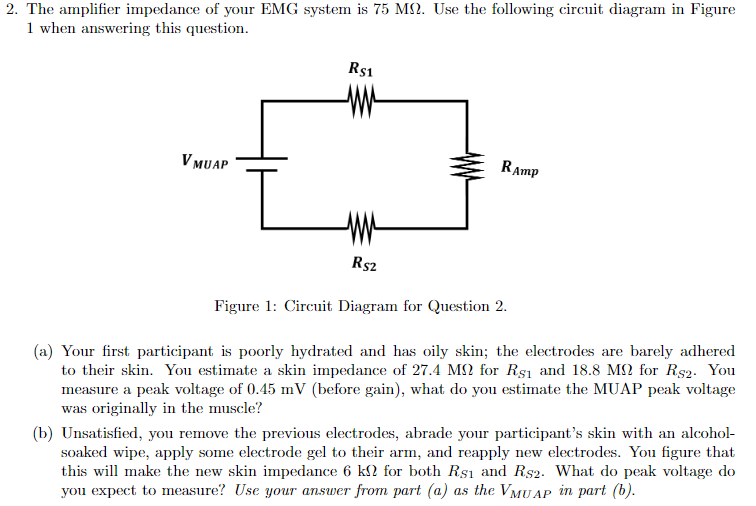 Solved 2. The amplifier impedance of your EMG system is | Chegg.com