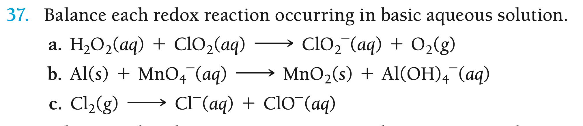 Solved Balance each redox reaction occurring in basic | Chegg.com
