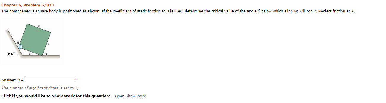 Solved Chapter 6, Problem 6/033 The homogeneous square body | Chegg.com