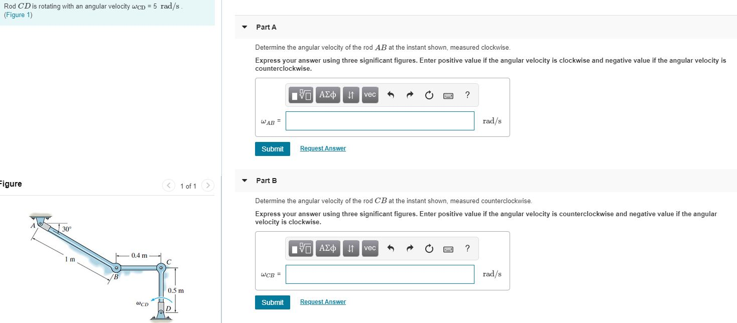Solved Rod CD is rotating with an angular velocity WCD = 5 | Chegg.com
