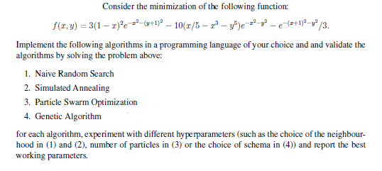 Solved Consider the minimization of the following function: | Chegg.com