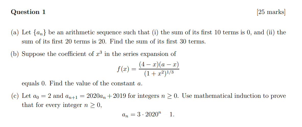 Solved (a) Let {an} be an arithmetic sequence such that (i) | Chegg.com