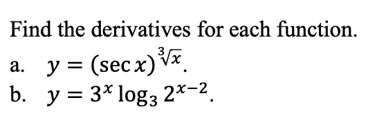 Solved Find the derivatives for each | Chegg.com
