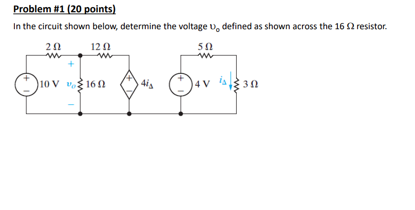 Solved In the circuit shown below, determine the voltage v0 | Chegg.com