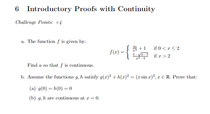 Solved 6 Introductory Proofs with Continuity Challenge | Chegg.com