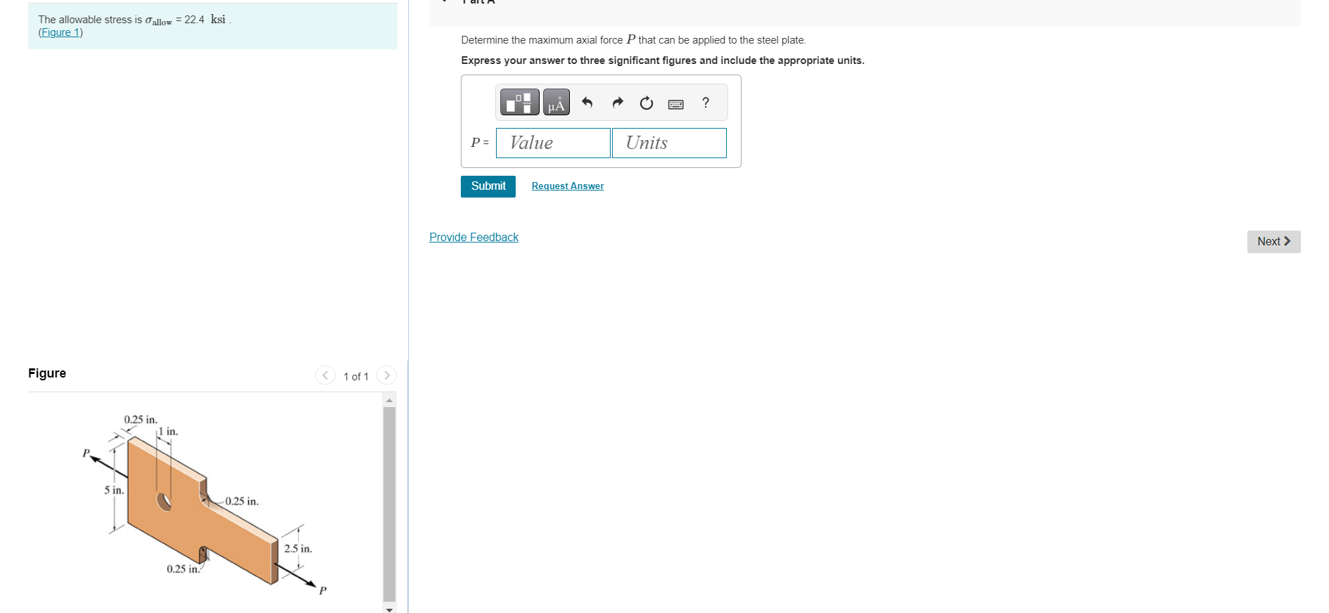 Solved The allowable stress is σallow =22.4ksi. (Figure 1) | Chegg.com