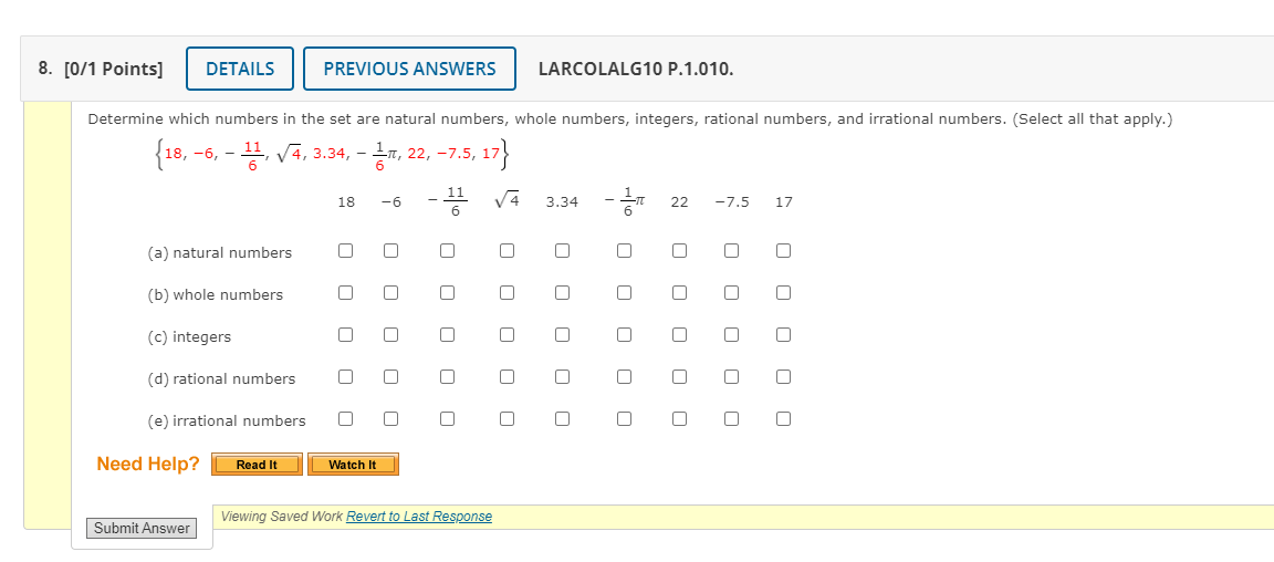 Solved 8. [0/1 Points] DETAILS PREVIOUS ANSWERS LARCOLALG10 | Chegg.com