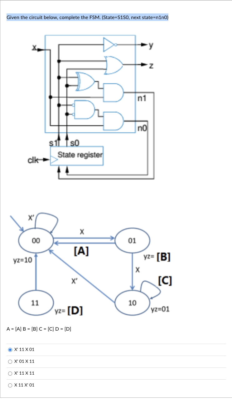 Solved Given the circuit below, complete the FSM. | Chegg.com