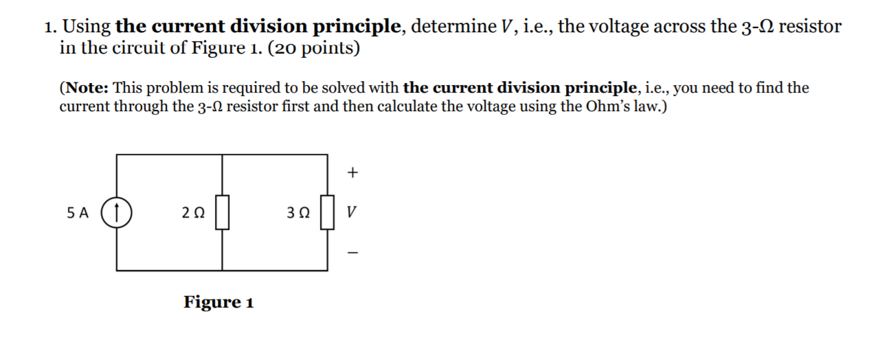 Solved Using the current division principle, determine V, | Chegg.com