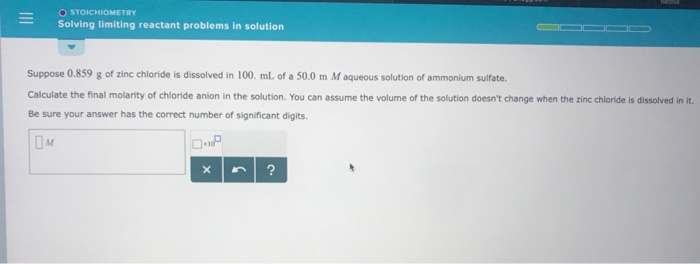 Solved 。STOICHIOMETRY Solving limiting reactant problems in | Chegg.com