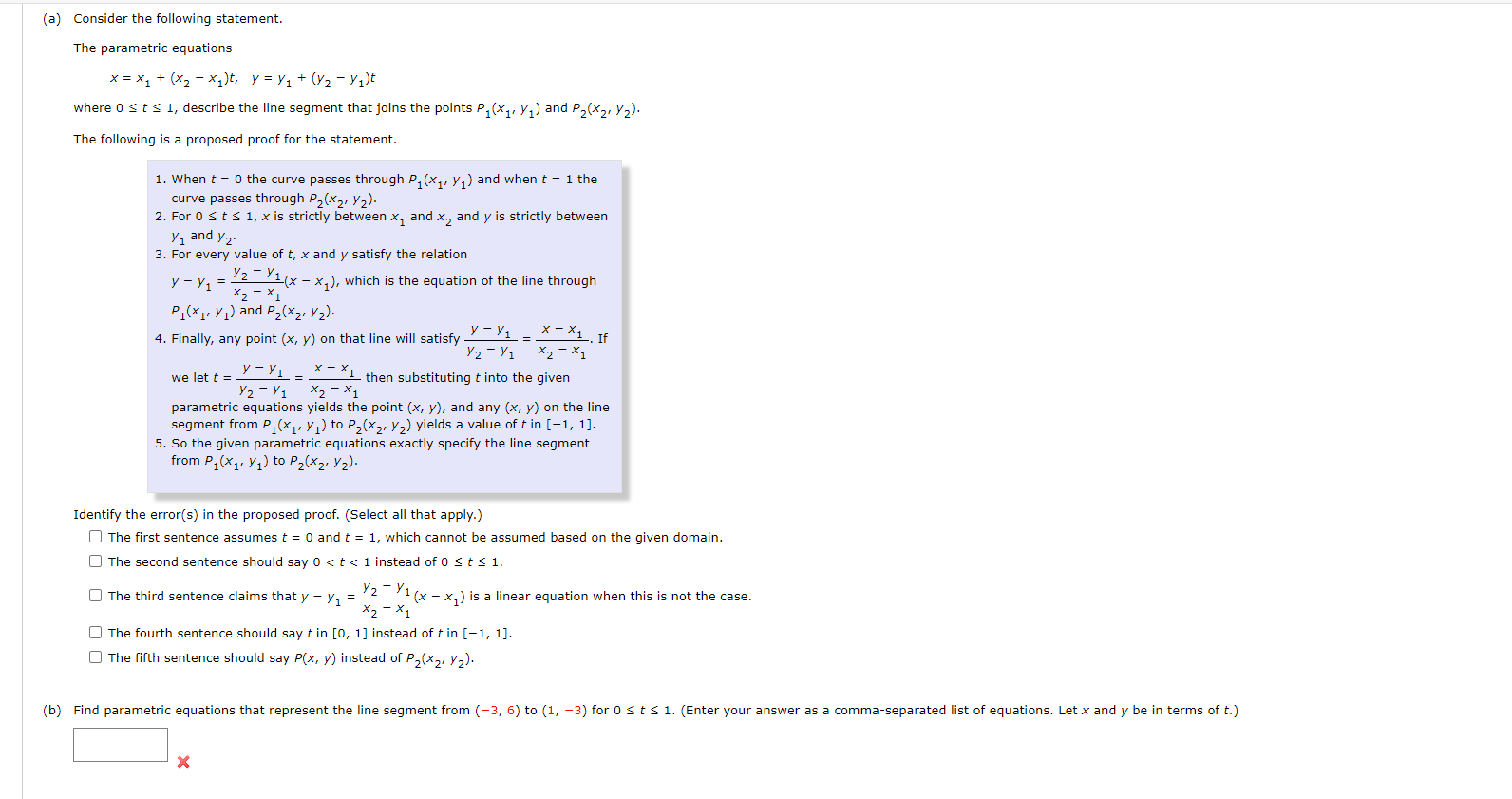Solved (a) Consider the following statement. The parametric | Chegg.com