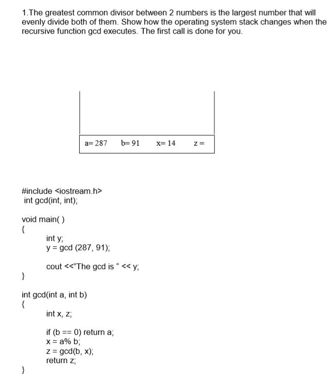Solved 1 The Greatest Common Divisor Between 2 Numbers Is Chegg
