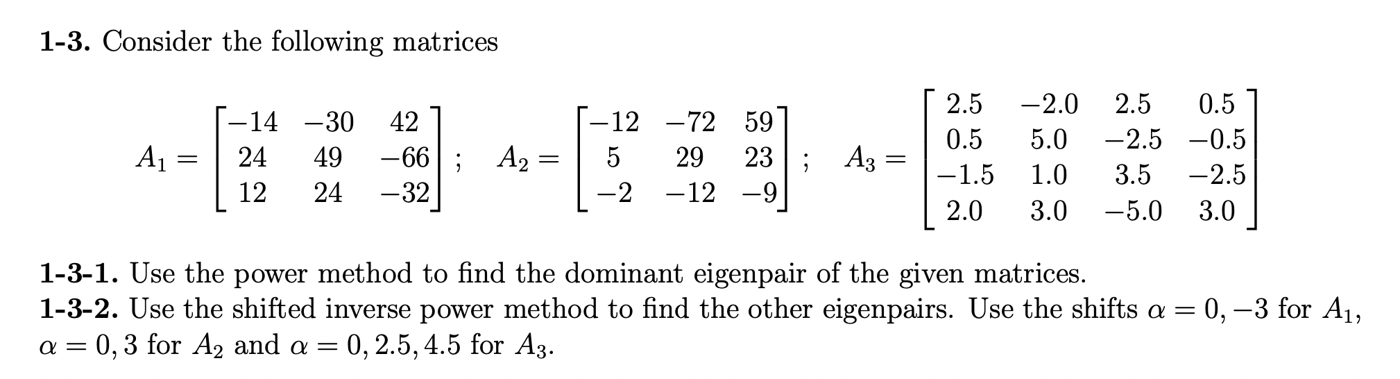 1-3. Consider the following matrices | Chegg.com