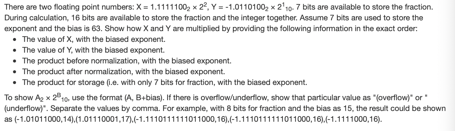 Solved There are two floating point numbers: | Chegg.com