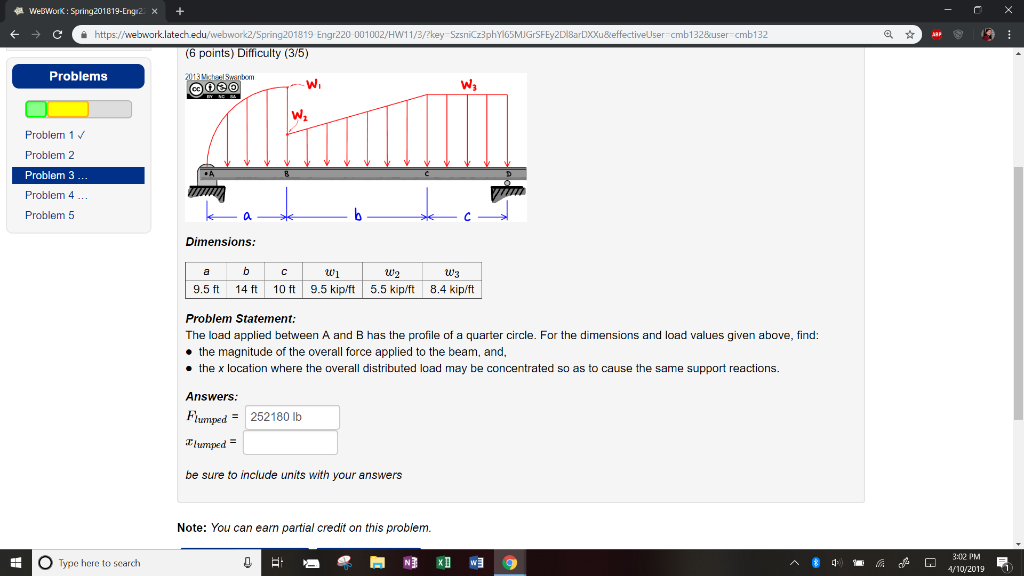 Solved WeBWorK: Spring201819-Engr2 x + | Chegg.com