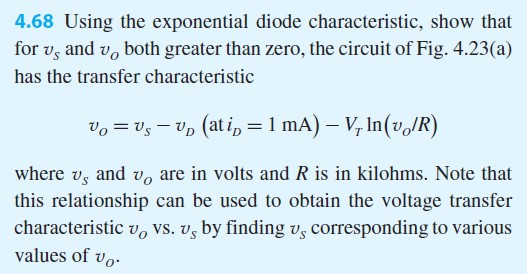 Solved 4.68 Using the exponential diode characteristic, show | Chegg.com