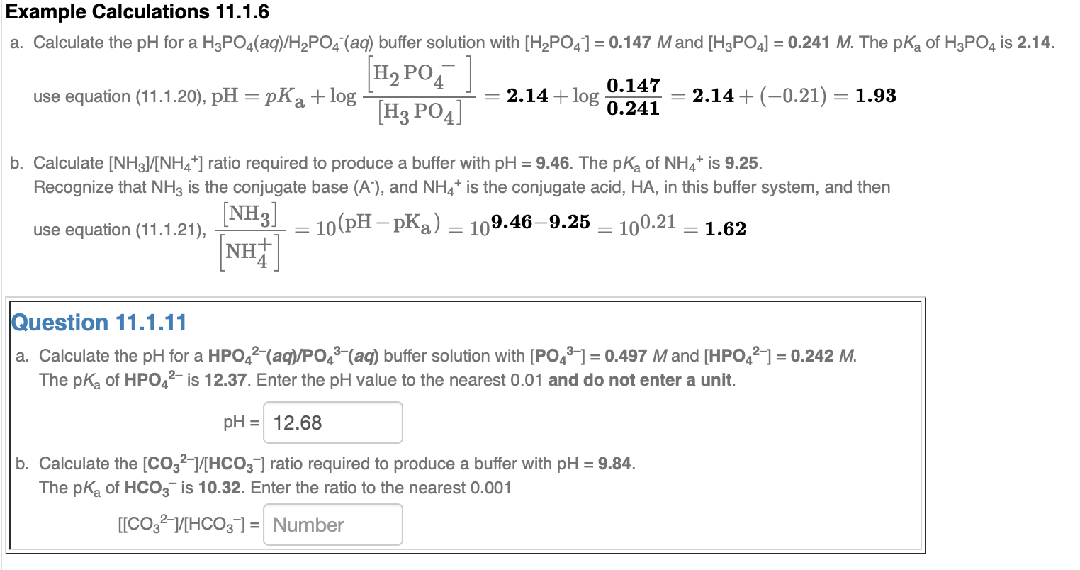 Solved Calculate the pH for a H3PO4(aq)/H2PO4−(aq) buffer | Chegg.com