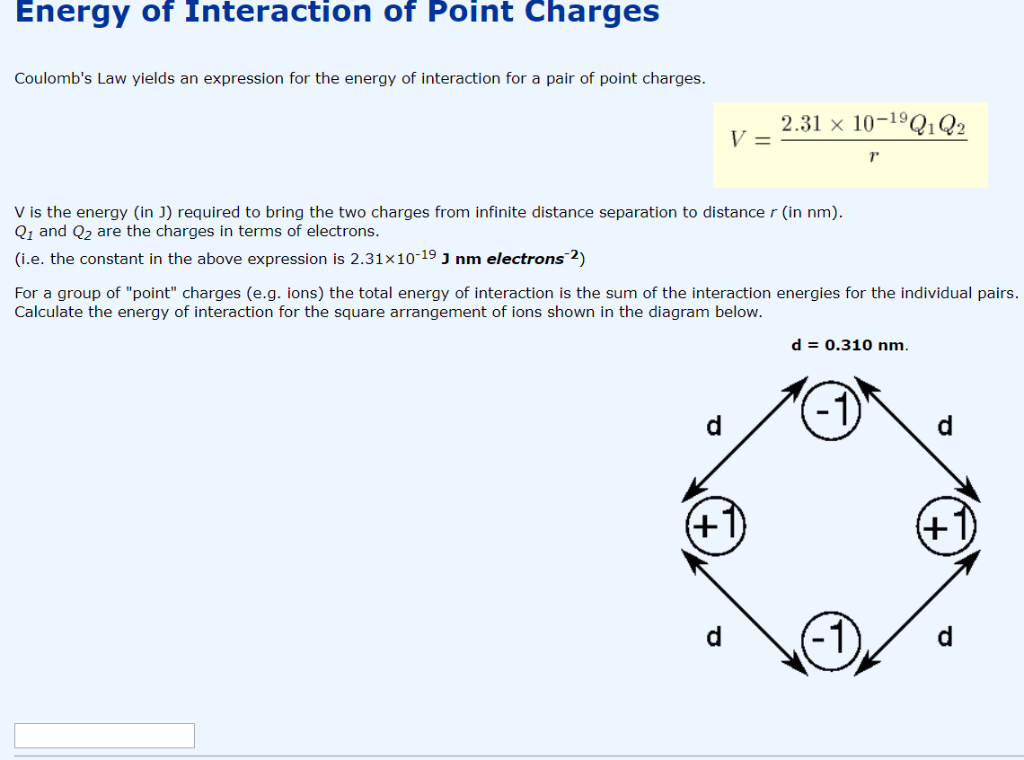 Solved Energy of Interaction of Point Charges Coulomb's Law | Chegg.com