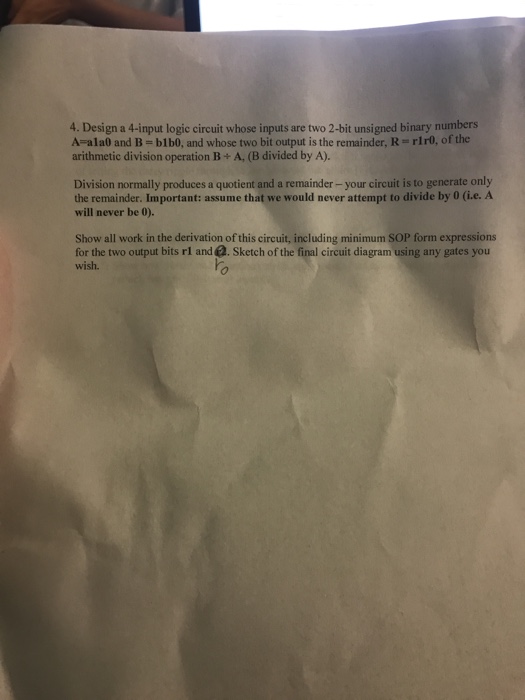 Solved 4. Design a 4-input logic circuit whose inputs are | Chegg.com