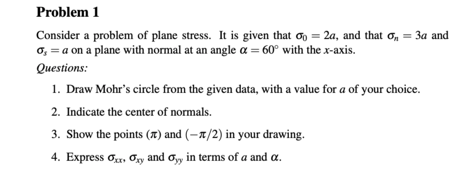 Solved Problem 1 = 3a and Consider a problem of plane | Chegg.com