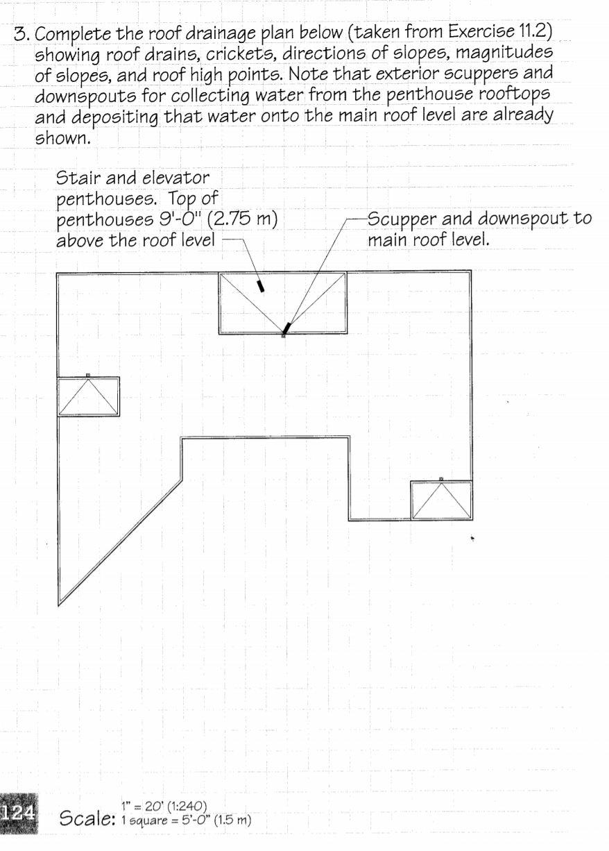 Solved 3. Complete the roof drainage plan below (taken from | Chegg.com
