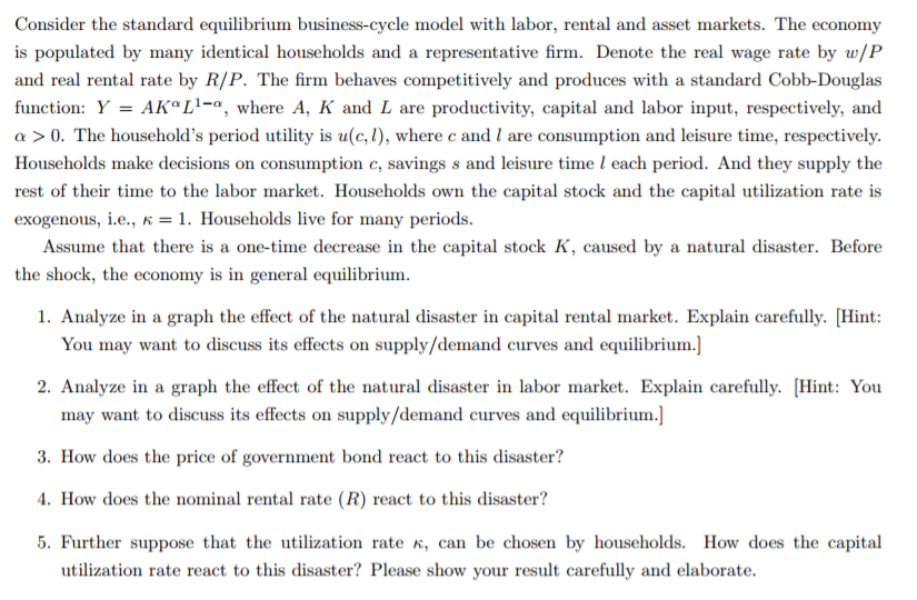 Consider the standard equilibrium business-cycle | Chegg.com