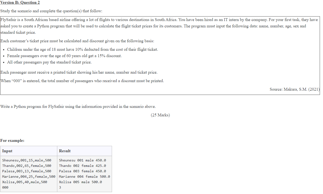 Solved Version B: Question 2 Study the scenario and complete | Chegg.com
