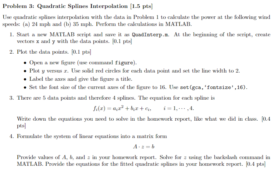 Solved Problem 3 Quadratic Splines Interpolation 15 Pts 