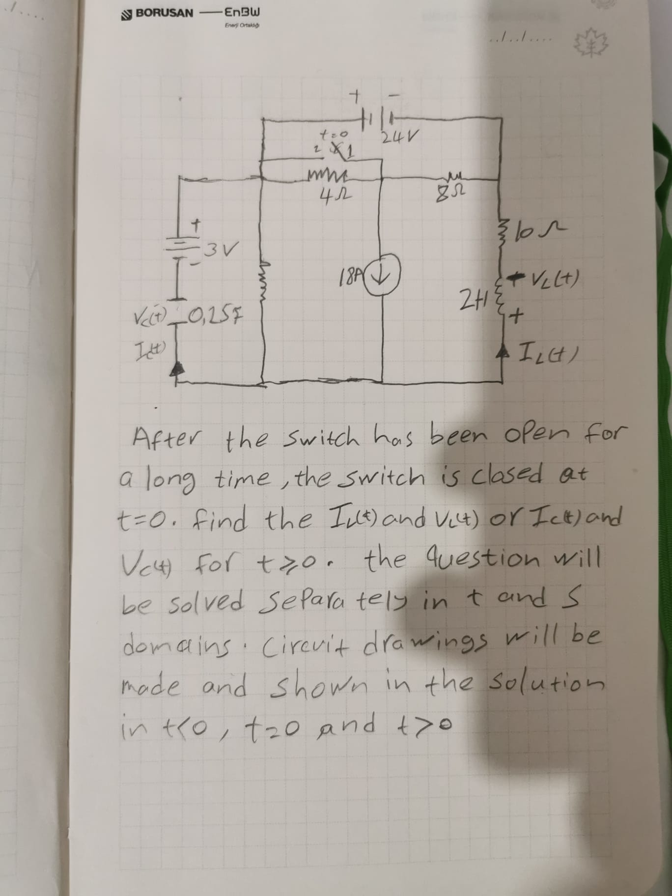 After the switch has been open for a long time, the | Chegg.com