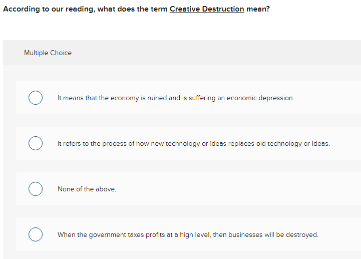 Solved According to our reading, what does the term Creative | Chegg.com