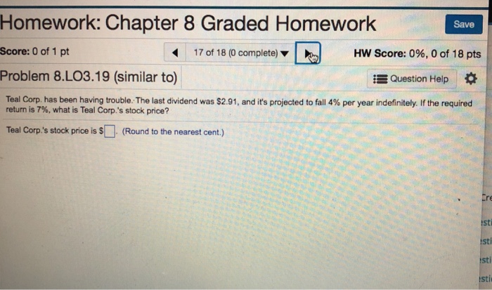 Solved Homework: Chapter 8 Graded Homework Score: 0 of 1 pt | Chegg.com Solved Homework: Chapter 8 Graded Homework Score: 0 of 1 pt | Chegg.com