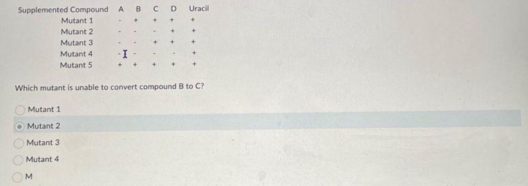 Solved Which mutant is unable to convert compound B to C ? | Chegg.com