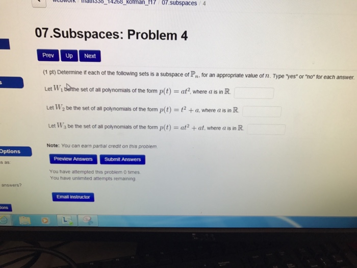 Solved k38 14268 kófman f17 07.subspaces 4 07.Subspaces: | Chegg.com