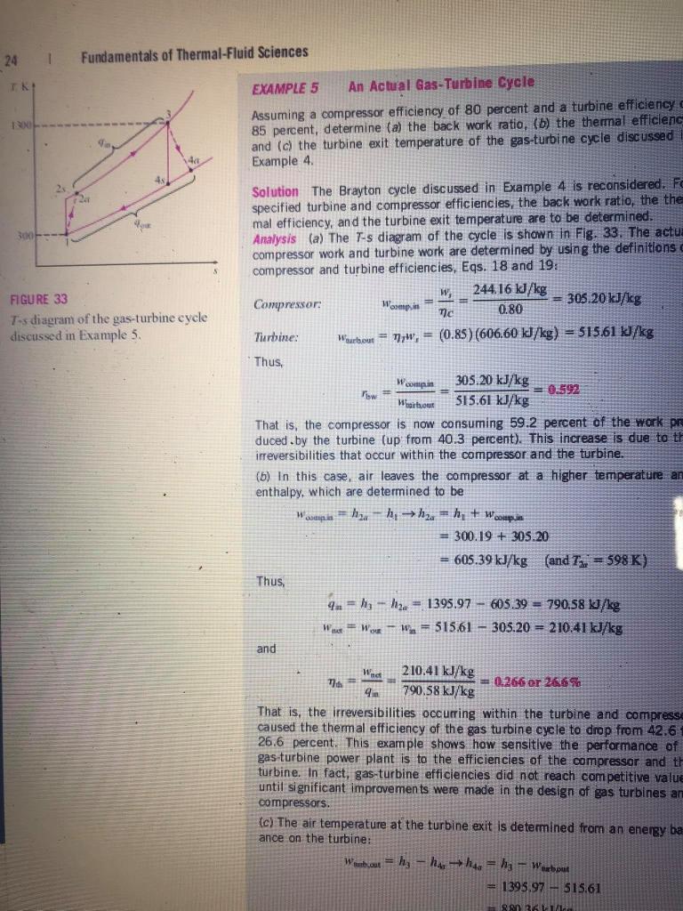 Solved For the Brayton engine described in example 9.5 1. | Chegg.com