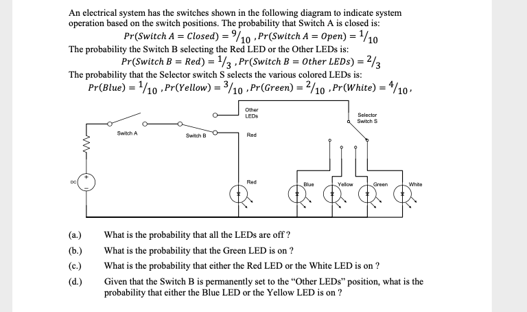 Solved An electrical system has the switches shown in the | Chegg.com