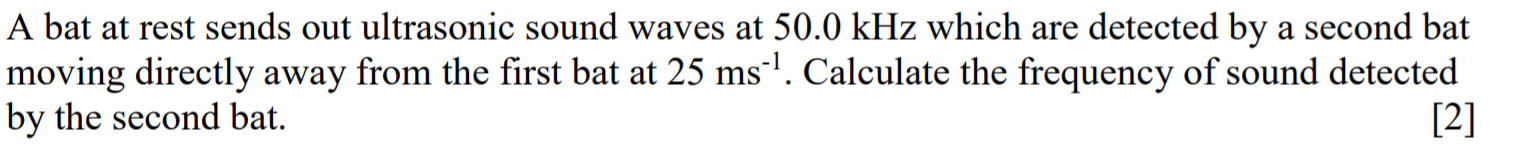 Solved A bat at rest sends out ultrasonic sound waves at | Chegg.com