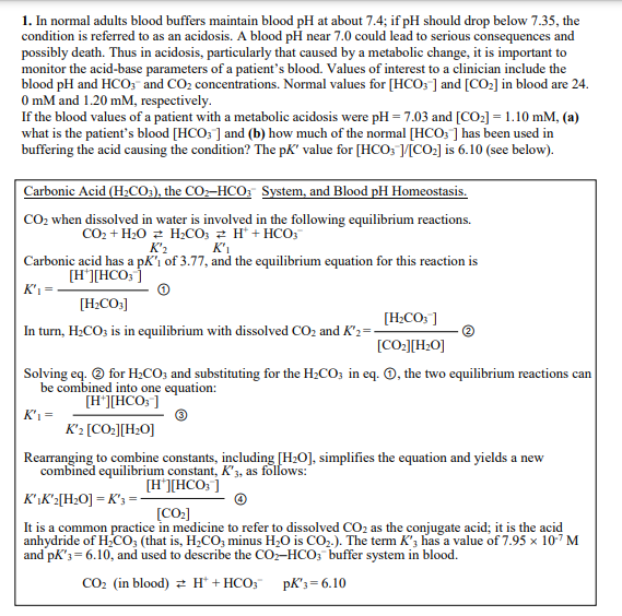 Solved 1. In normal adults blood buffers maintain blood pH | Chegg.com