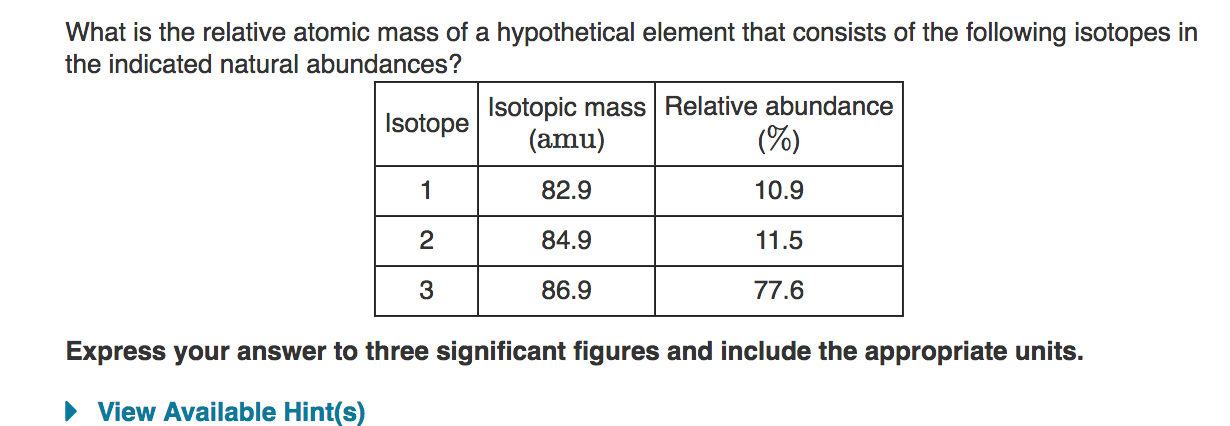 Solved What is the relative atomic mass of a hypothetical | Chegg.com