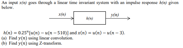 Solved An input x(n) goes through a linear time invariant | Chegg.com