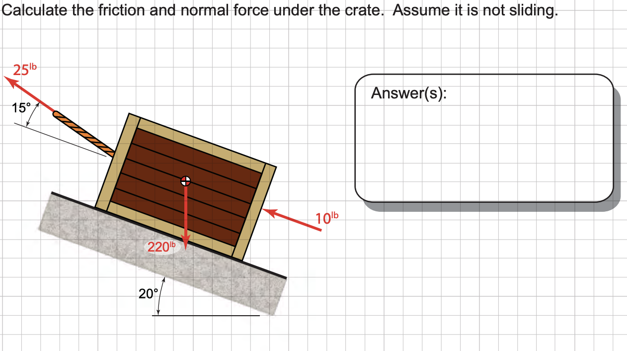 Solved Calculate the friction and normal force under the | Chegg.com