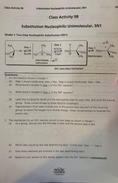 Solved Class Activity 98 10 Substitution Nucleophilic | Chegg.com
