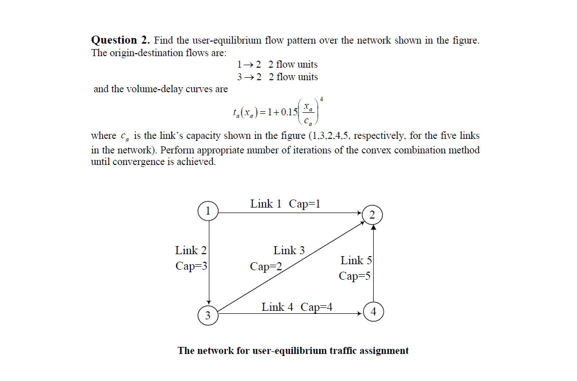 Solved Question 2. Find the user-equilibrium flow pattern | Chegg.com