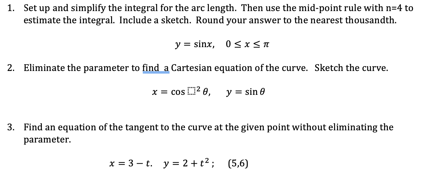 Solved 1. Set up and simplify the integral for the arc | Chegg.com