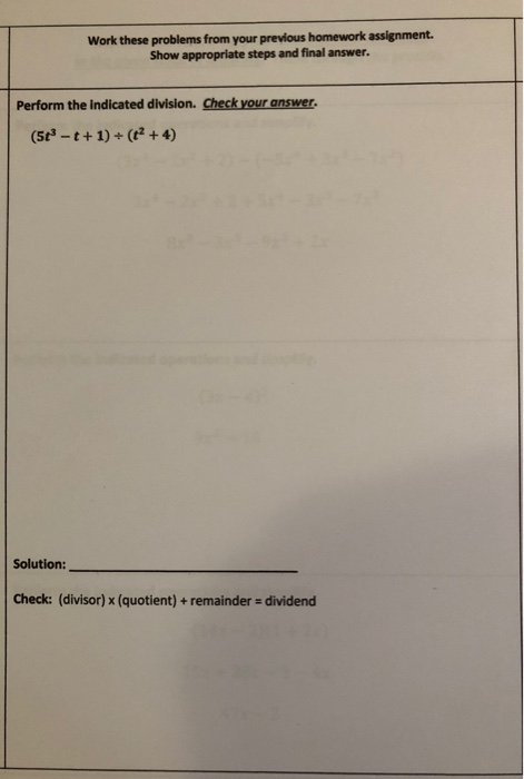 Solved Work these problems from your previous homework | Chegg.com