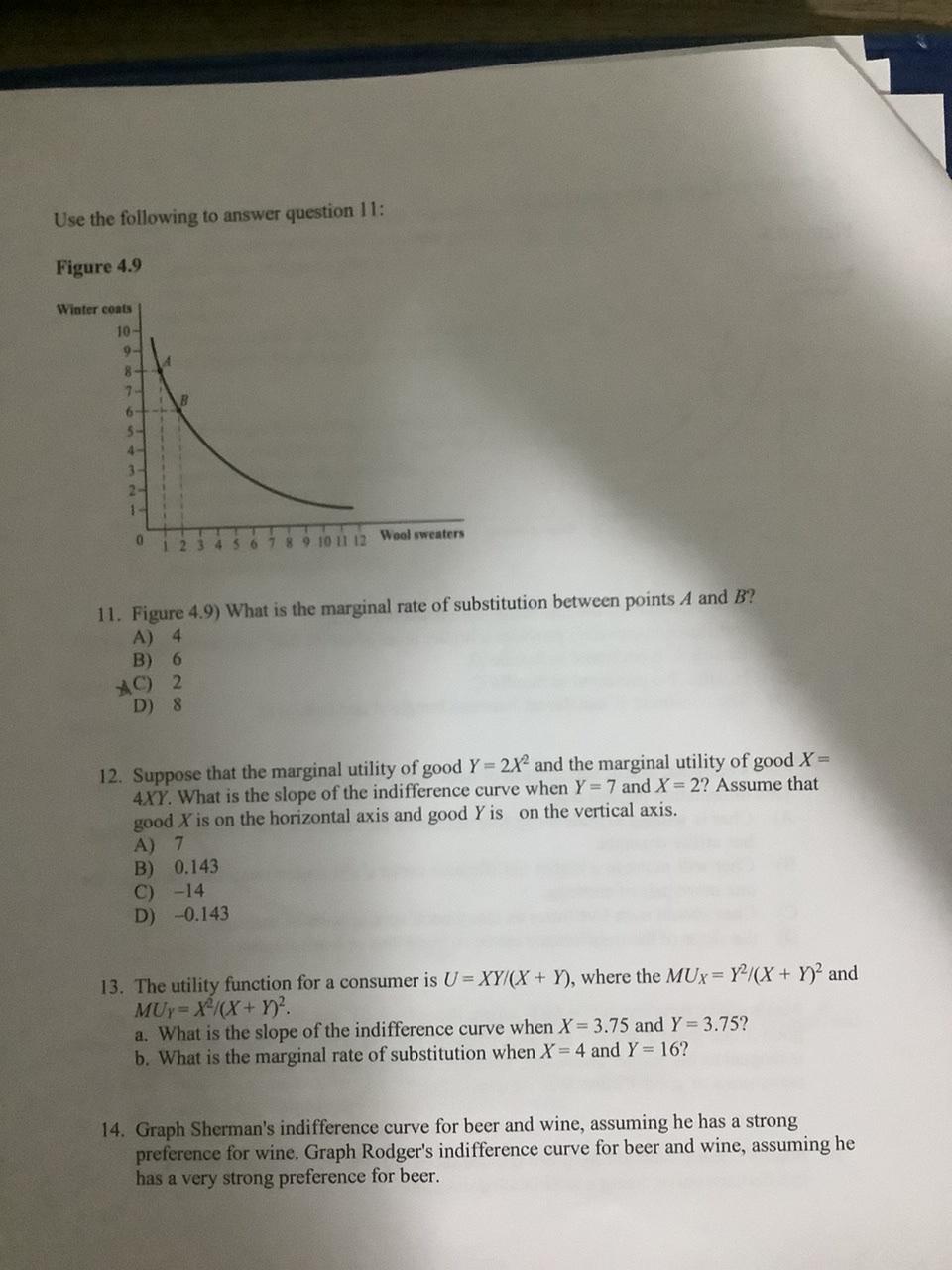 Solved Use the following to answer question 11: Figure 4.9 | Chegg.com